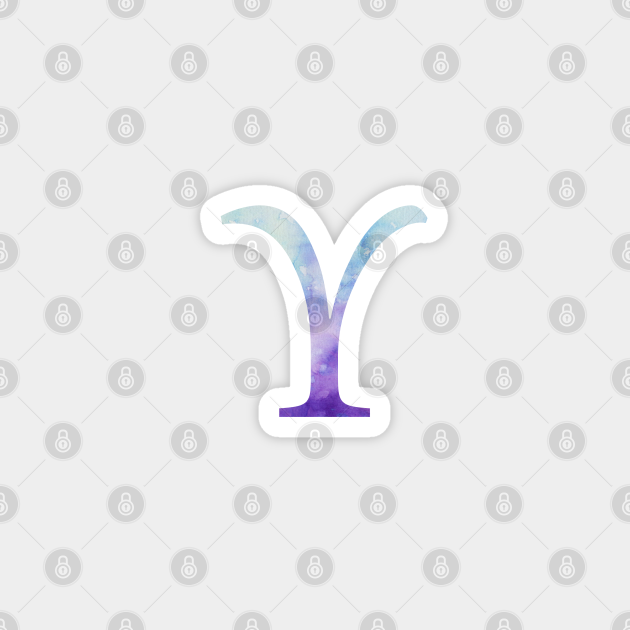 Blue Upsilon Watercolor Letter - Watercolor - Magnet | TeePublic