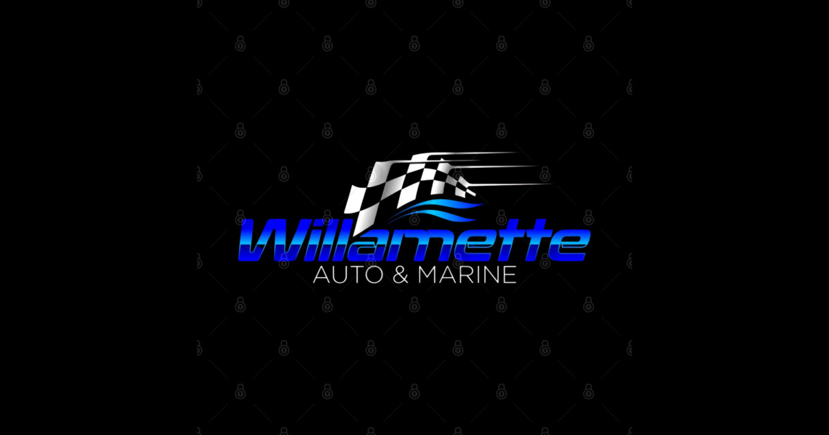 Willamette Auto & Marine Checkered Flag - Auto - Sticker | TeePublic