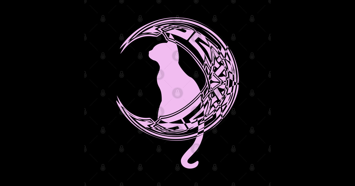 Pink Celtic Moon Cat | Kitten - Moon Cat - Sticker | TeePublic