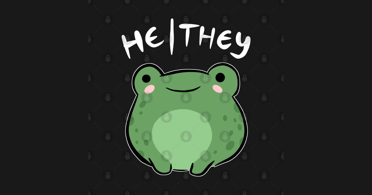 Cute Frog Celebrating He/They Pronouns - A Nonbinary Aesthetic for Enby ...