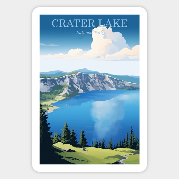 Crater Lake National Park Travel Poster - Crater Lake - Sticker | TeePublic