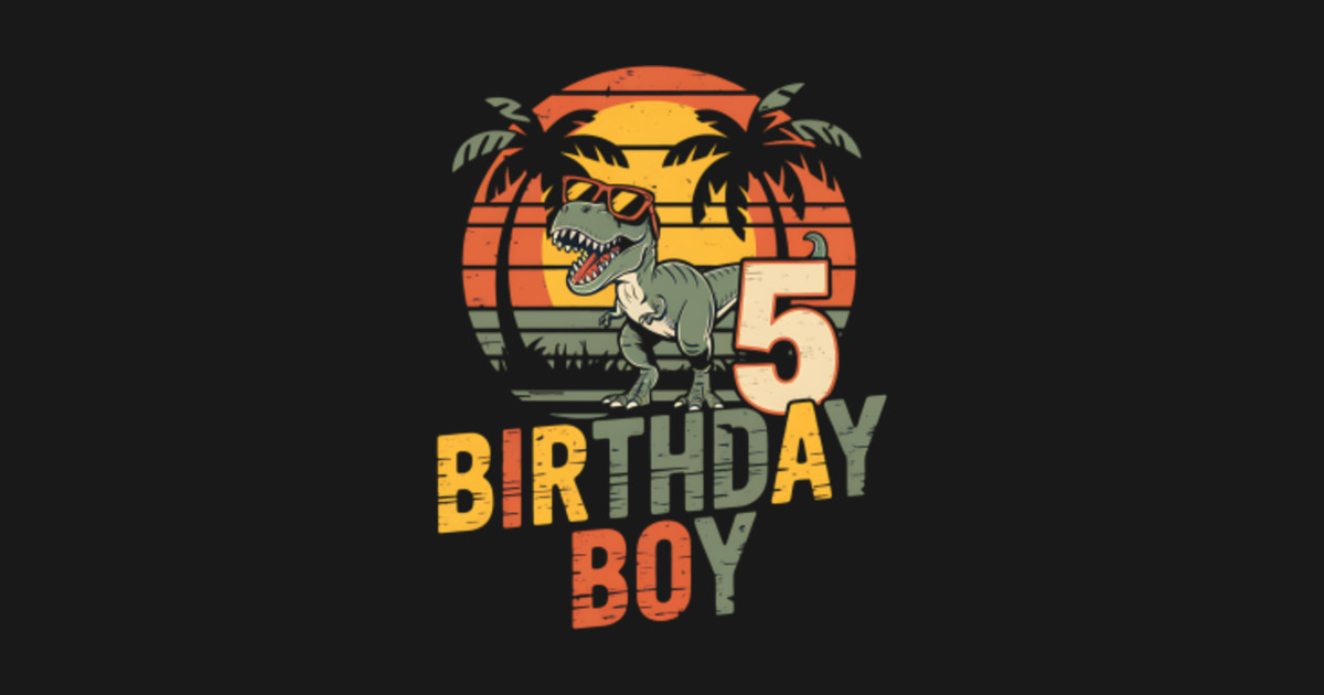 5 Year Old 5th Birthday Boy T Rex Dinosaur - 5 Year Old - T-Shirt | TeePublic