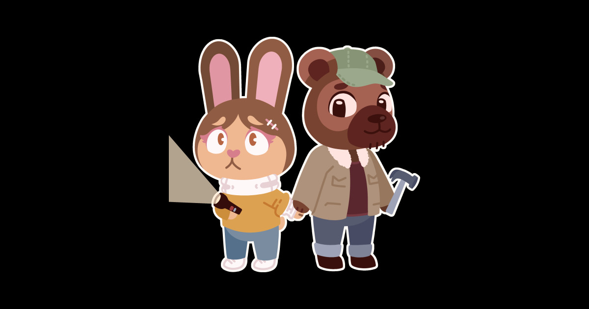 Alison and Mike - Rabbit and Bear Portrait - Bbc Ghosts - Sticker ...