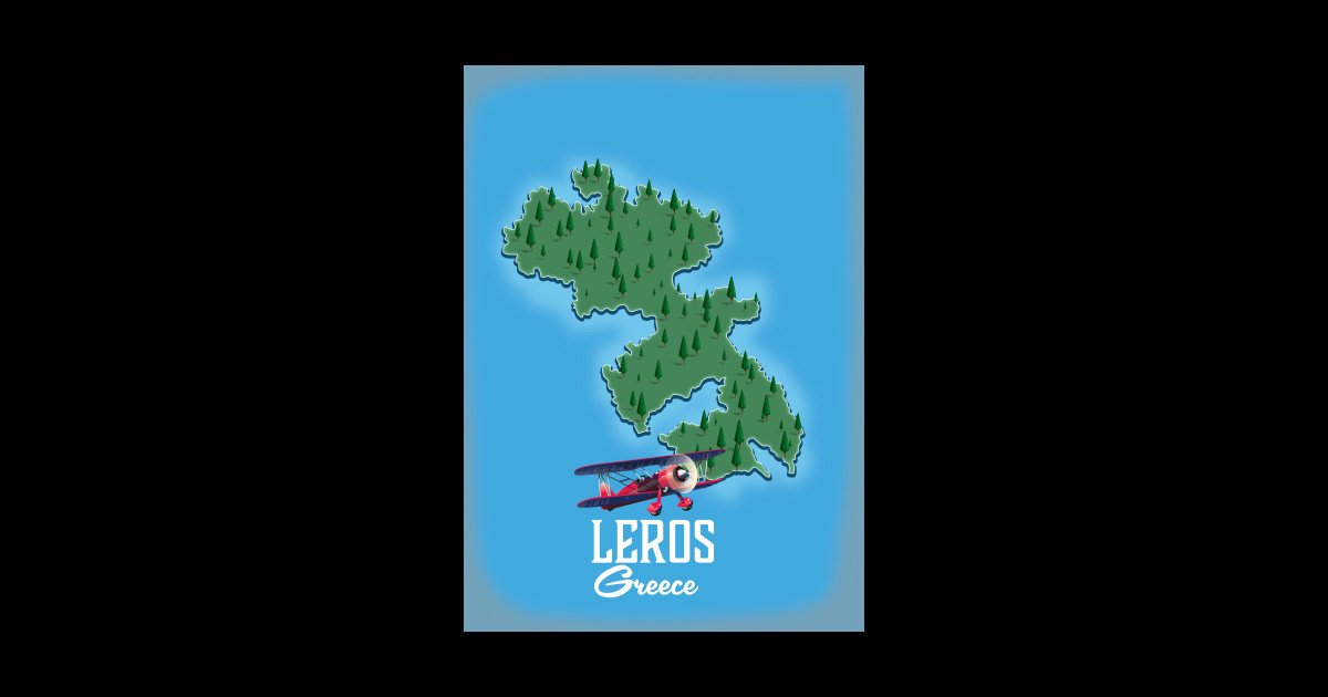 Leros Greece travel map - Leros Greece Travel Map - Sticker | TeePublic