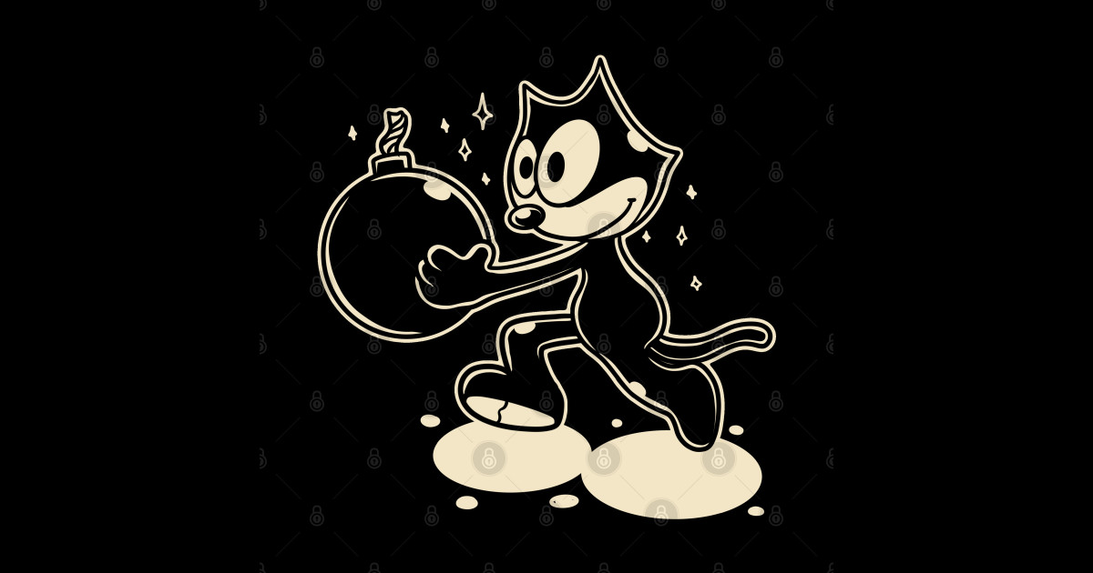 Felix The Cat with Bomb - Felix The Cat - Sticker | TeePublic