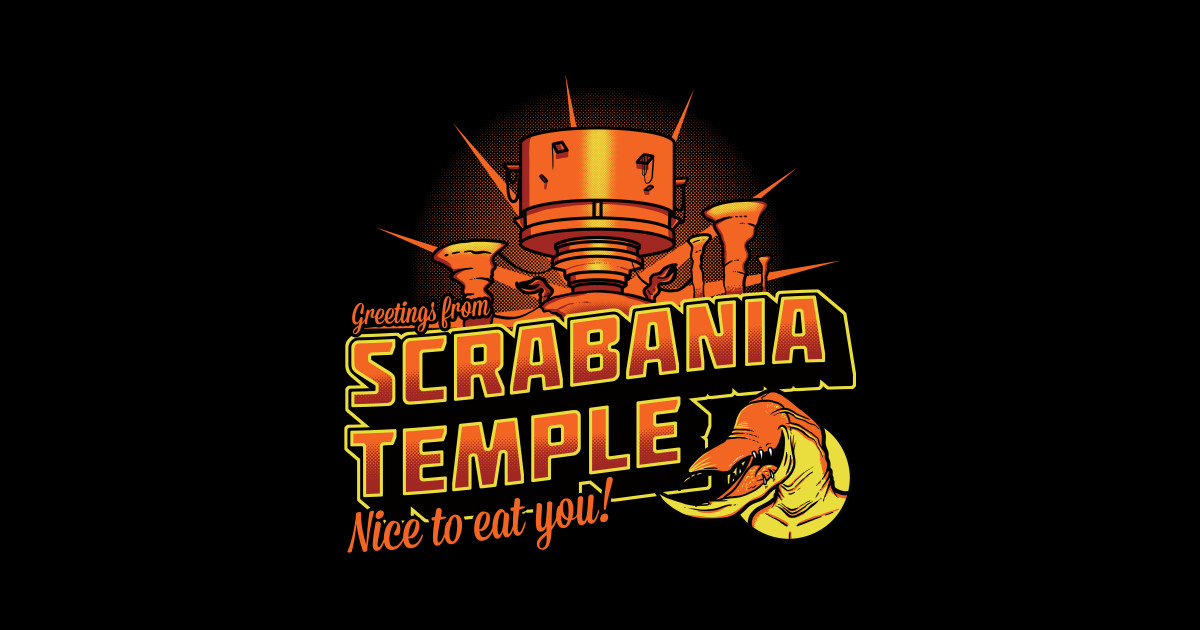 Greetings From Scrabania temple - Oddwolrd - Sticker | TeePublic