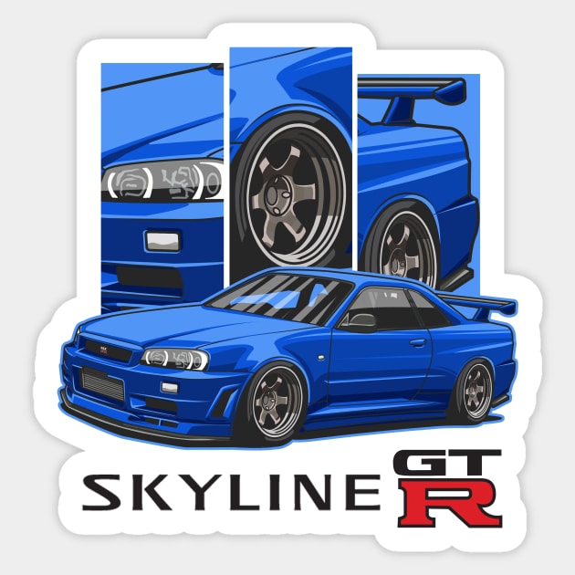 The Legendary Nissan Skyline GTR R34 - Cars - Sticker | TeePublic