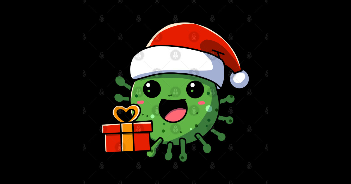 Festive Christmas Microbiology - Cartoon Bacteria with Santa Hat ...