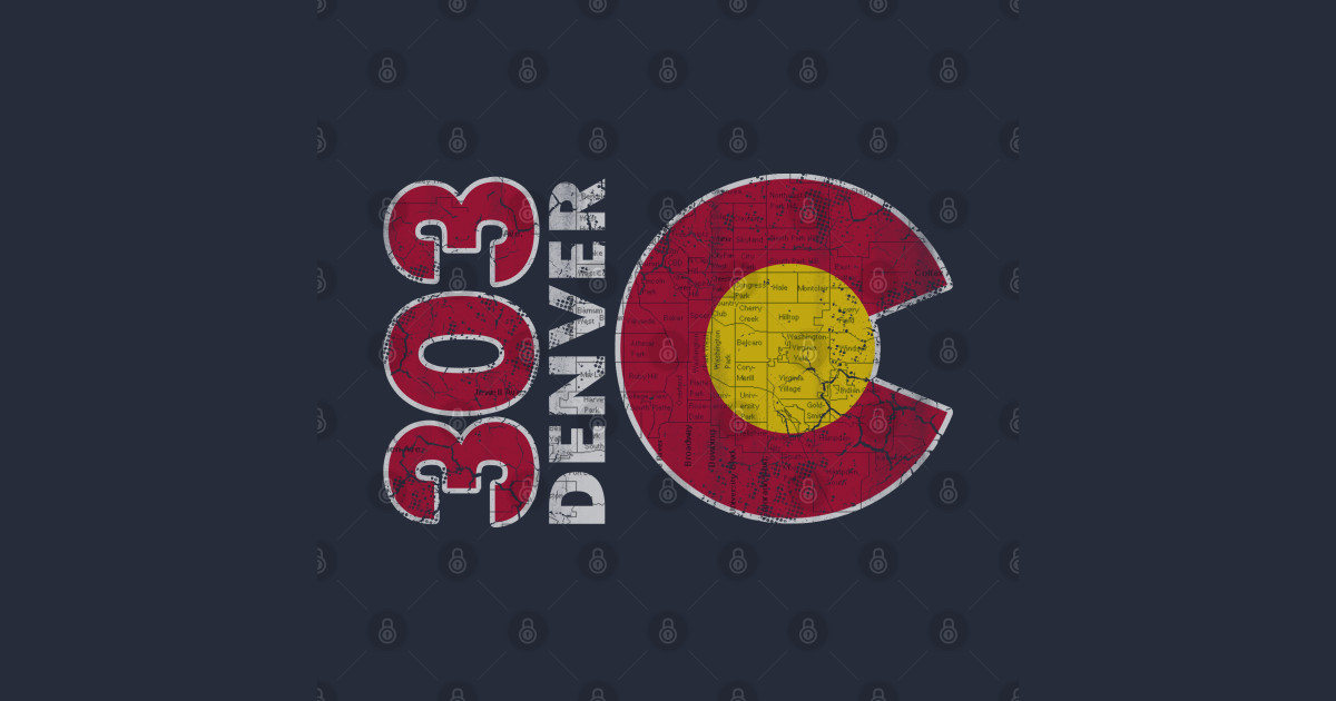 Retro 303 Denver Flag Map Colorado Home - Denver Colorado - T-Shirt ...
