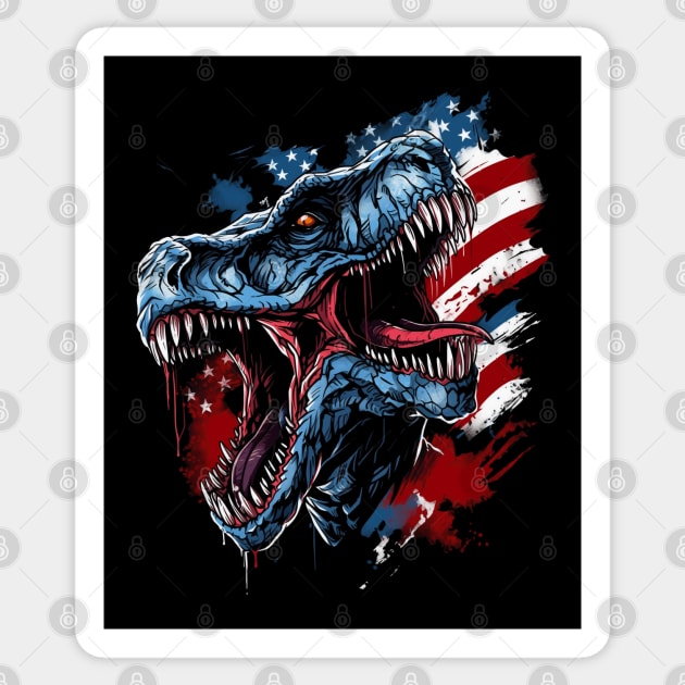 Dinosaur T Rex American Flag - Dinosaur T Rex American Flag - Sticker ...