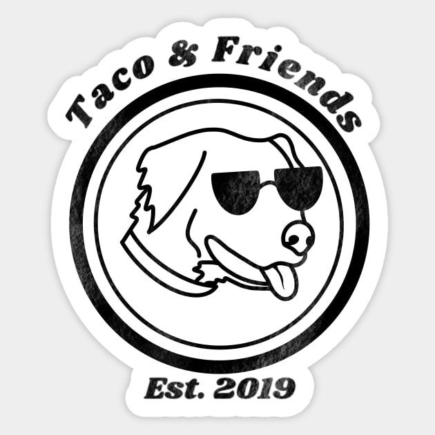 Taco & Friends Trivia Commission Black Line - Taco - Sticker | TeePublic