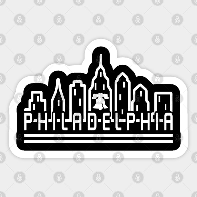 Philadelphia City Skyline White Liberty Bell Vintage Philly Fan ...