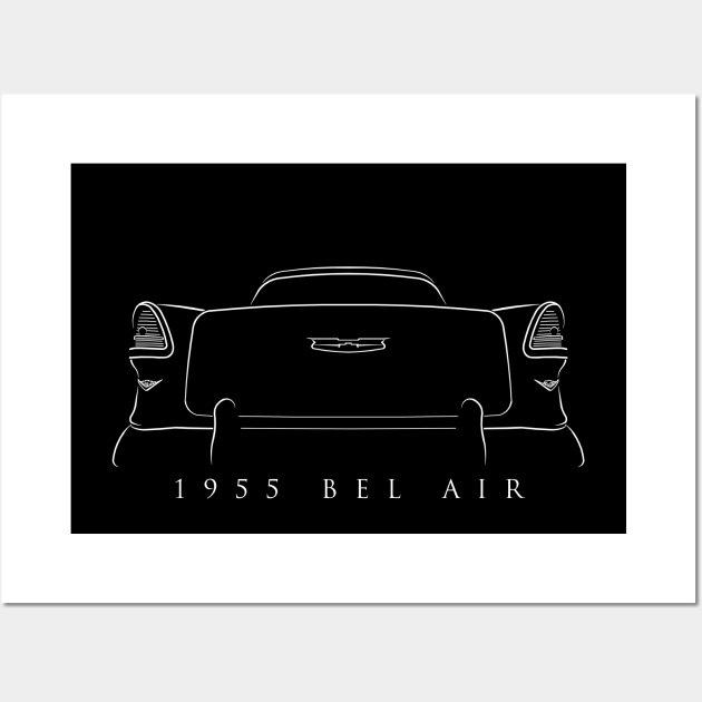 1955 Chevy Bel Air - rear stencil, white - Antique Car - Posters and ...