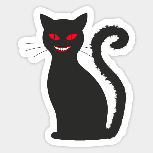 Creepy Smile Demon Cat - Creepy Smile Demon Cat - Sticker | TeePublic