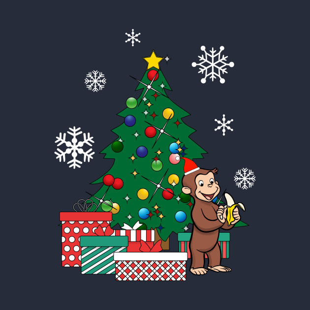 Curious George Around The Christmas Tree - Curious George - Mug | TeePublic