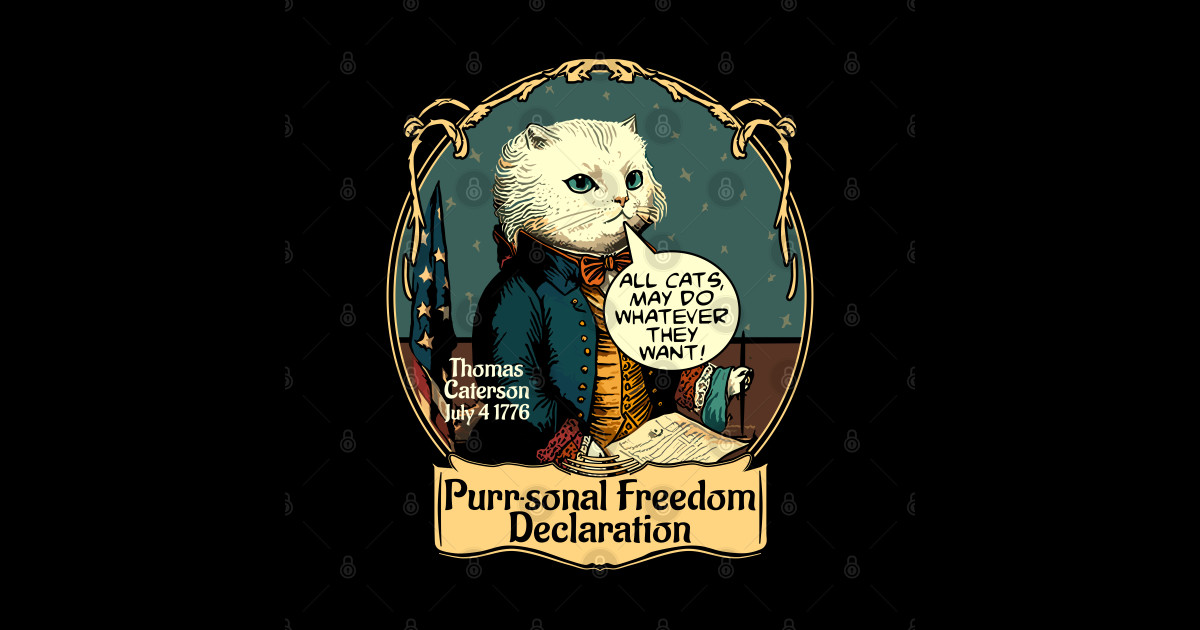 4th of July Cat USA Freedom Declaration for Cat Lovers - 4th Of July ...
