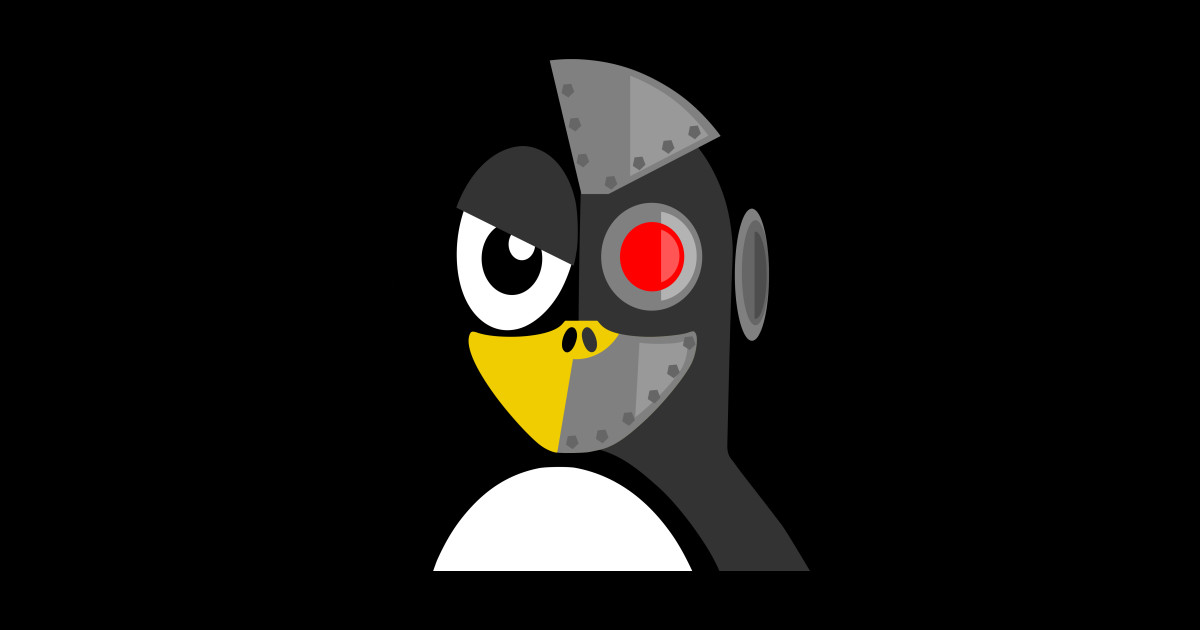 Cyborg Penguin Artwork for Blackhats and Geniuses - Linux Tux Penguin ...
