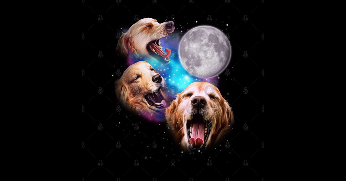 Three Golden Retrievers Howl at the Moon - Golden Retriever - Posters ...
