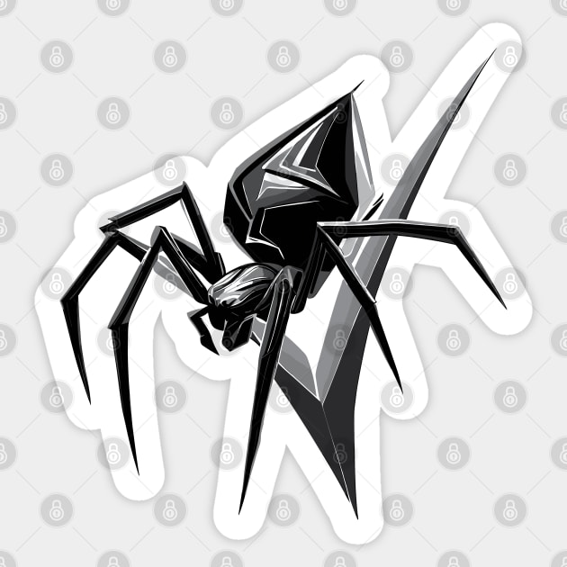 Spooky Black Spider - Black Spider - Sticker | TeePublic