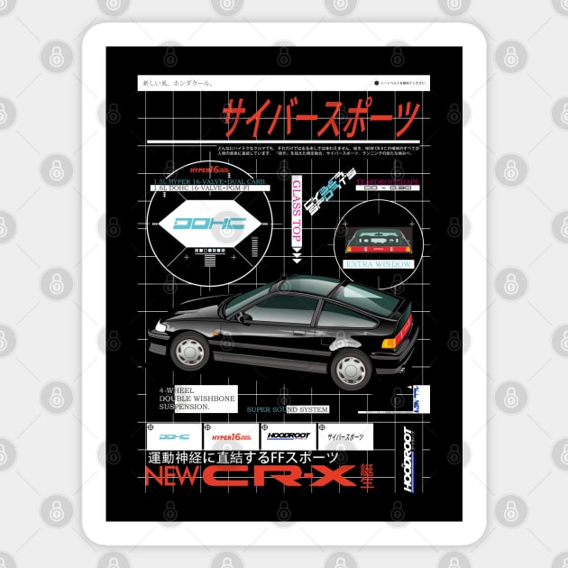 CRX CIVIC ARTWORK black - Crx - Sticker | TeePublic