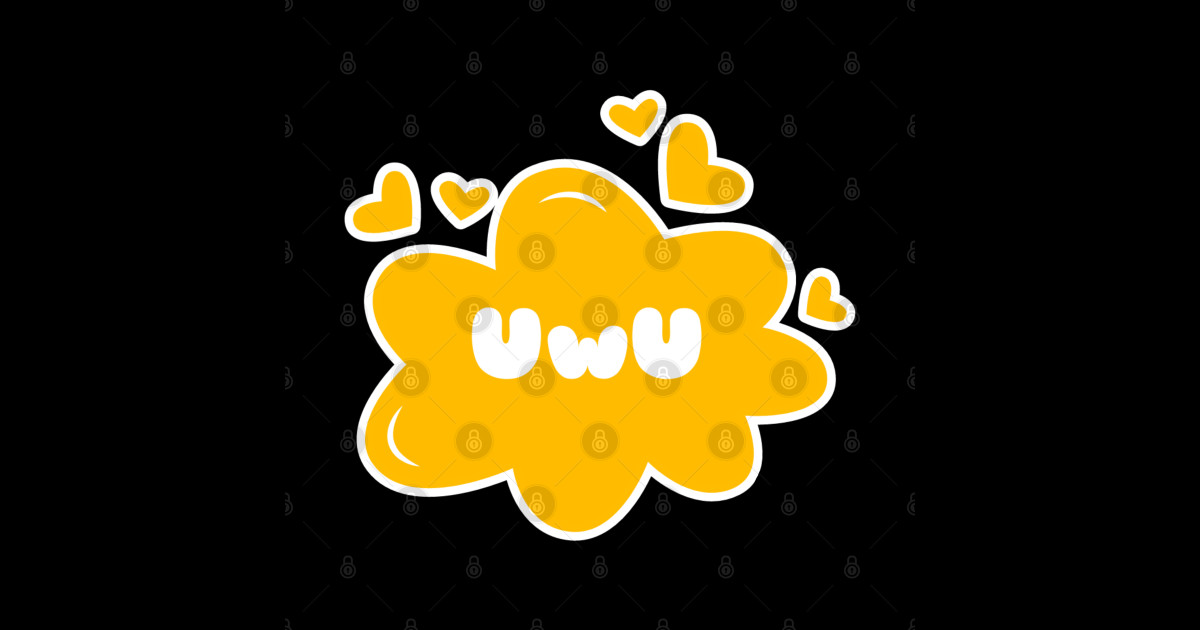 Cute Anime UwU Text Cloud with Hearts - Anime - Sticker | TeePublic