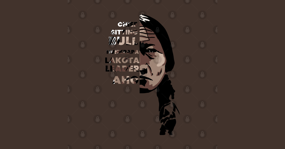 Sitting Bull Native American Half Face Design - Sitting Bull - T-Shirt ...