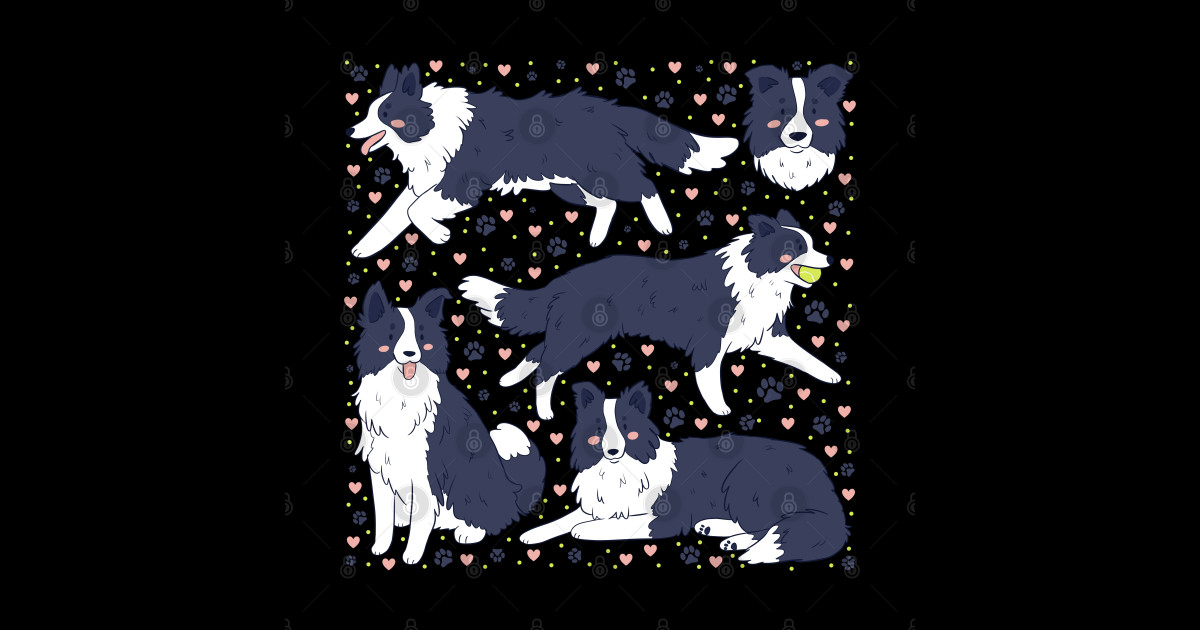 Cute cartoon border collie pattern - Border Collie - Sticker | TeePublic