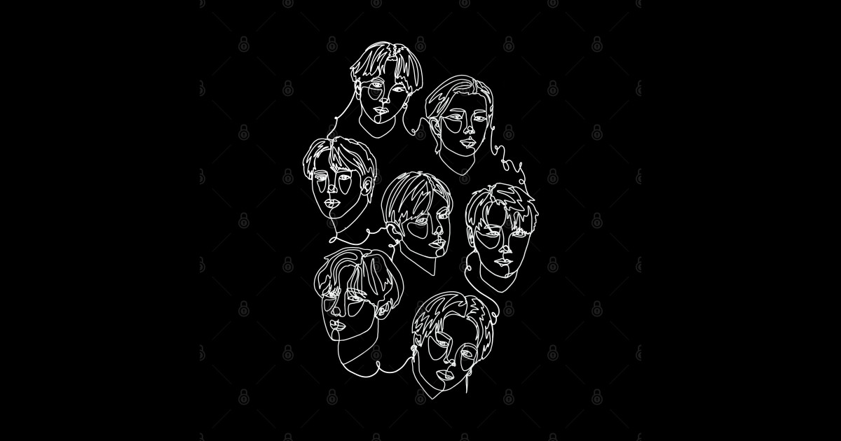 BTS line art (white) - Bts - Posters and Art Prints | TeePublic