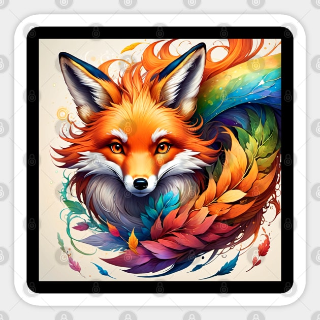 AI Rainbow Fox - Rainbow - Sticker | TeePublic
