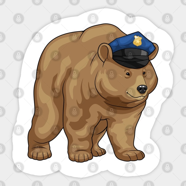 Bear Cop Police hat Police - Police - Sticker | TeePublic