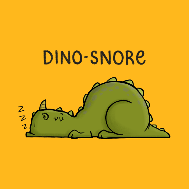 Dino-snore - Funny Cartoon Dinosaur Art Illustration - Dinosaur - Pin ...