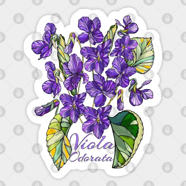 Violets - Vintage bouquet of spring flowers - Violet - Sticker | TeePublic