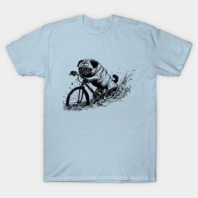 Pug in Mud Bike Ride - Pug In Mud Bike Ride - T-Shirt | TeePublic