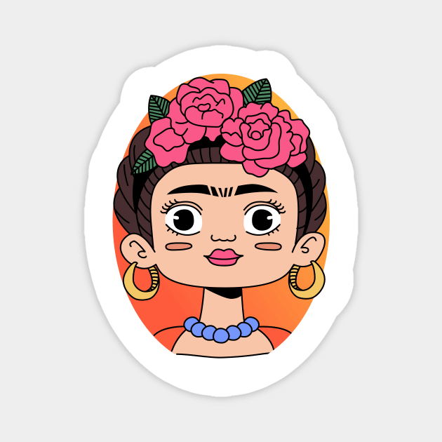 Frida kahlo cute kawaii woman feminist - Frida - Magnet | TeePublic