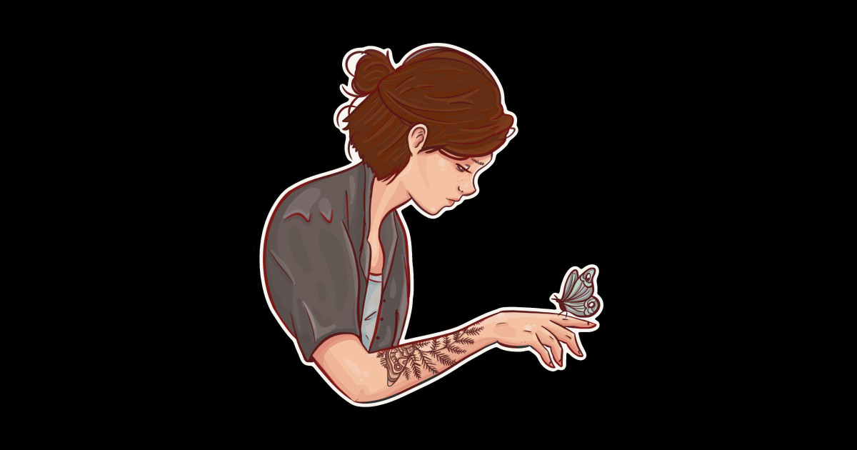 Ellie and a Moth - The Last Of Us - Sticker | TeePublic