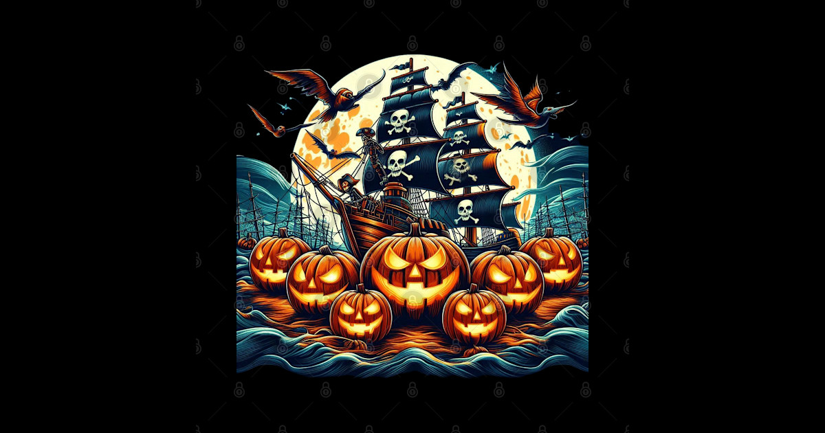 Pirate Ship Pumpkin Halloween Spooky Night - Pirate Pumpkins Halloween ...