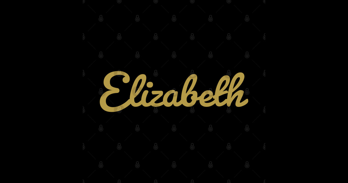 Elizabeth Cursive Script Typography Gold Text - Elizabeth - T-Shirt ...