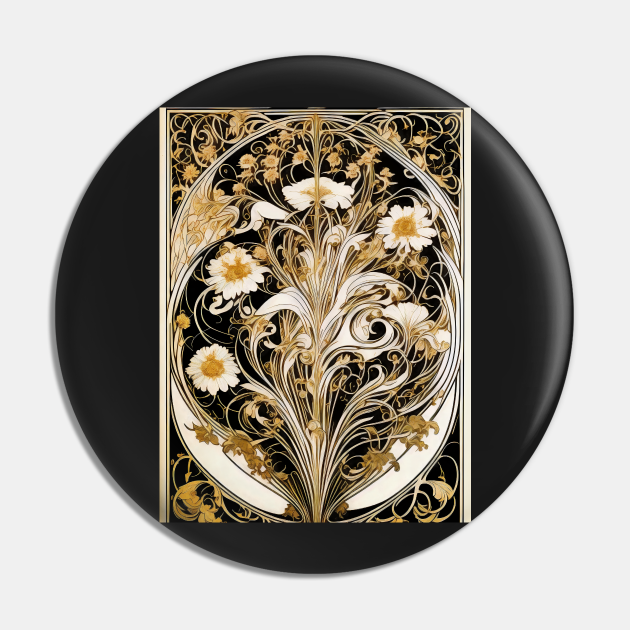 Vintage Alphonse Mucha Inspired Art Nouveau White Sunflower Print ...
