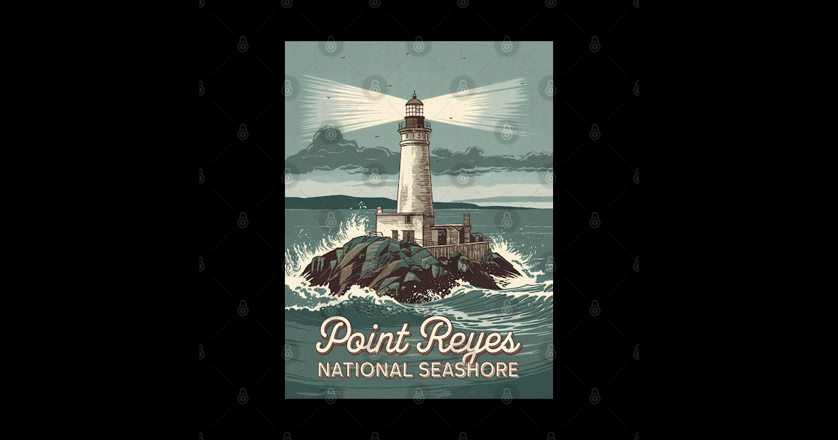 Vintage Point Reyes National Seashore Illustration - Point Reyes ...