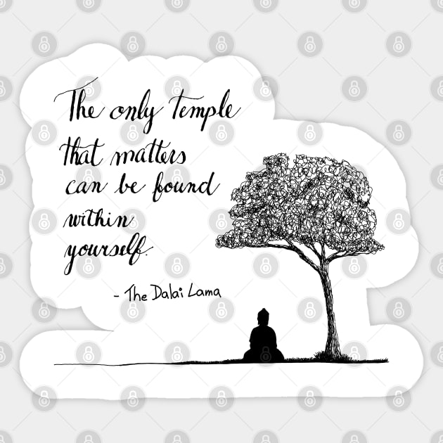 Hand Drawn Buddha with quote - Budhism - Sticker | TeePublic