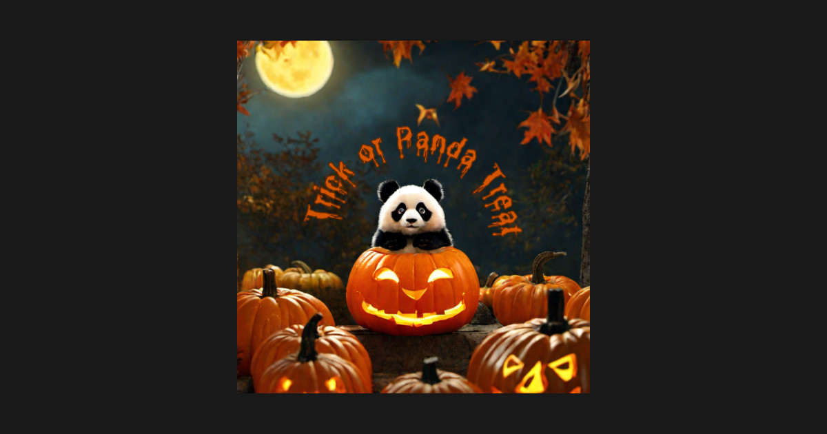 Panda Halloween, 2023, trick or treat, spider, moon, pumpkin, hallo ...