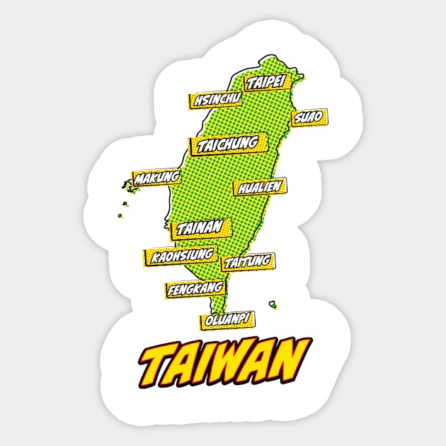 A stylized map of Taiwan - Taiwan - Sticker | TeePublic