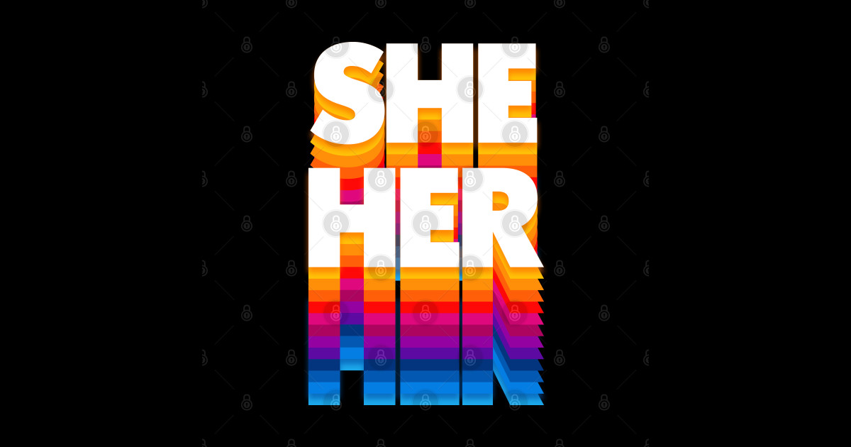 She/Her Pronoun / Retro Faded Design - She Her - Sticker | TeePublic