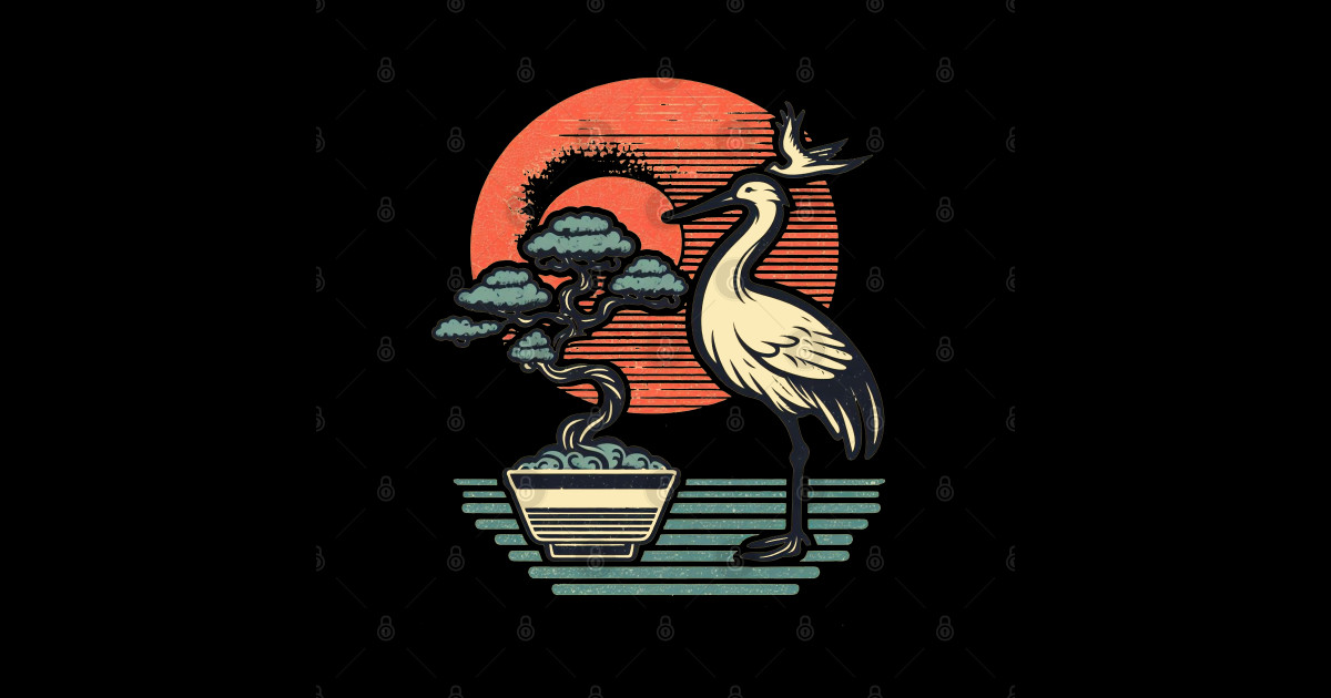 Japanese Bonsai and Crane Rising Sun Dojo - Bonsai Tree - Posters and ...