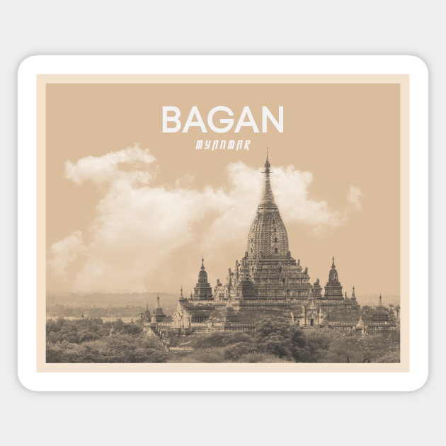 Bagan Myanmar Old Temples Graphic Art - Old Bagan - Sticker | TeePublic