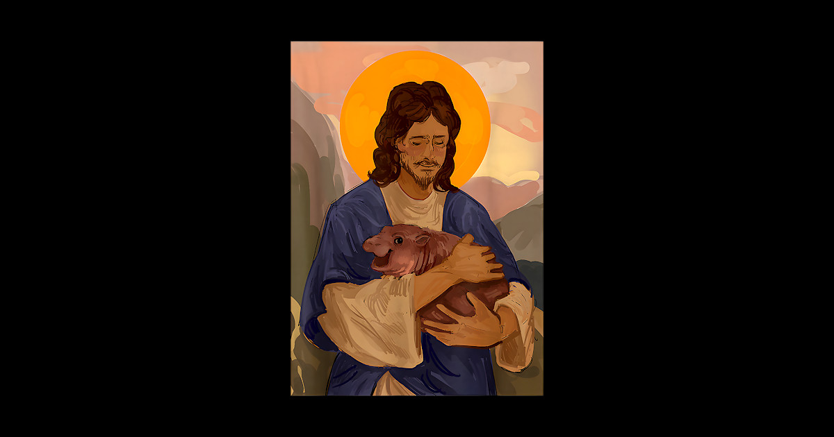 Jesus Loves Moo Deng Bouncy Pig Cute Baby Hippo Meme - Jesus Loves Moo ...