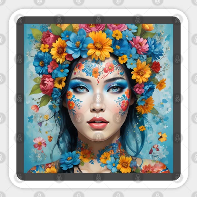 Vintage Flower Face - Flora - Sticker | TeePublic