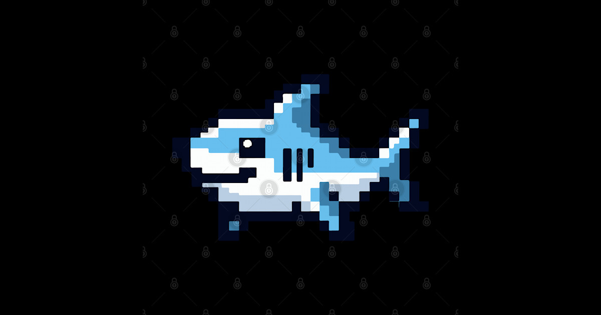 Pixelated Shark - Shark - Sticker | TeePublic