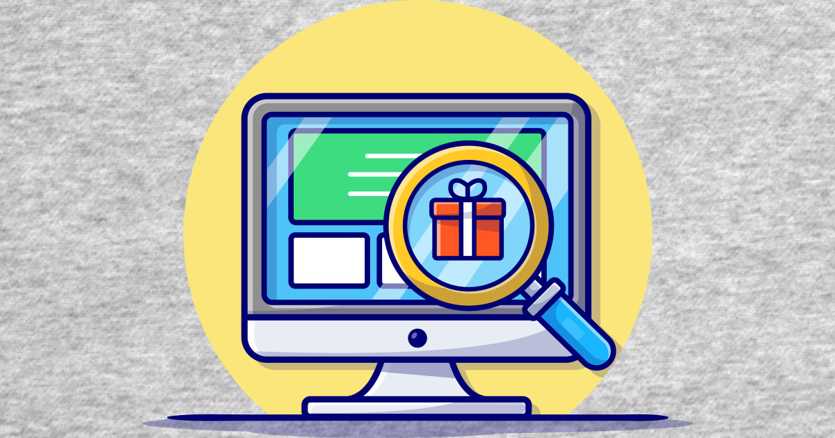 Monitor With Magnifying Glass And Gift Cartoon Vector Icon Illustration ...