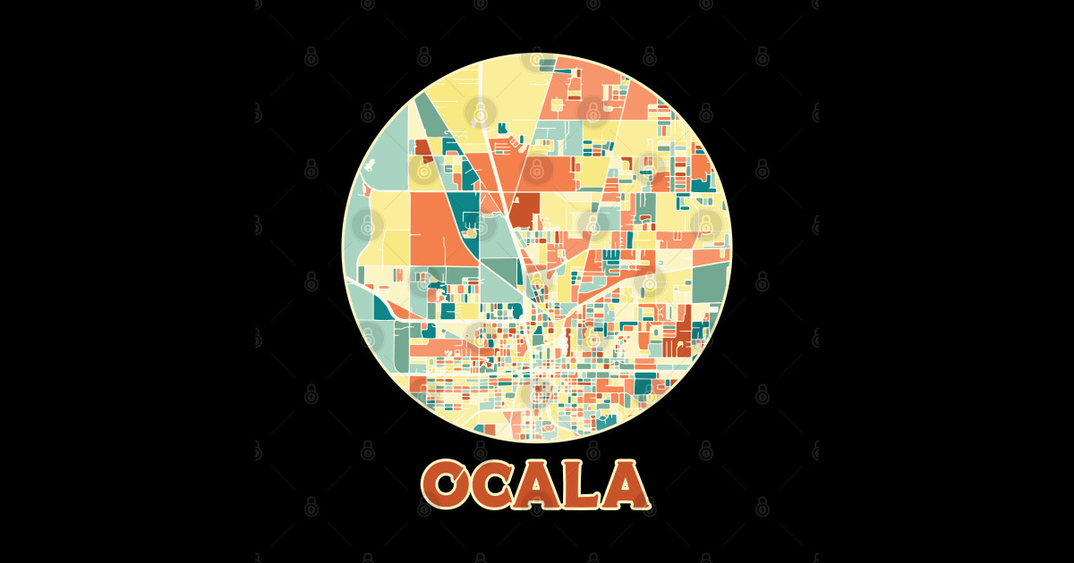 Ocala Florida map in mozaique colors - Ocala - Sticker | TeePublic